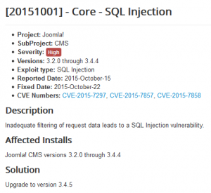 Major Joomla Security Issue, Patch Required to Prevent SQL Injection